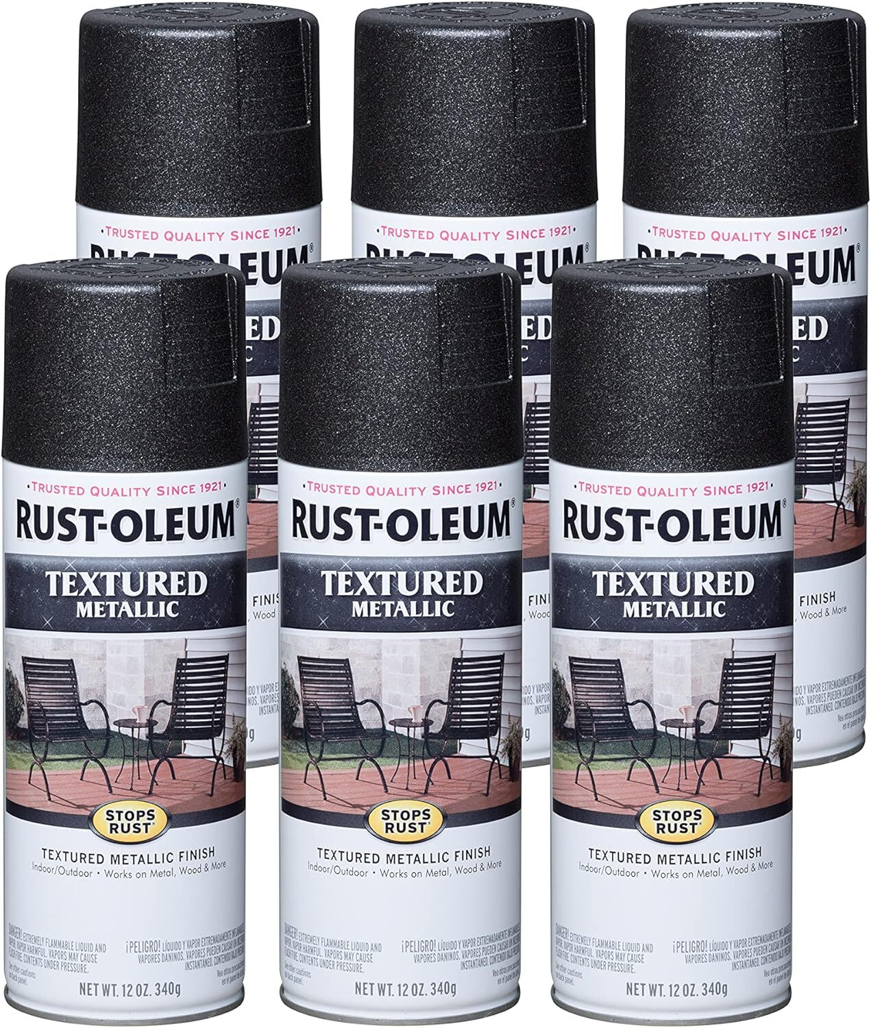 Rust-Oleum 252303-6PK Stops Rust Metallic Textured Spray Paint, 12 Oz ...