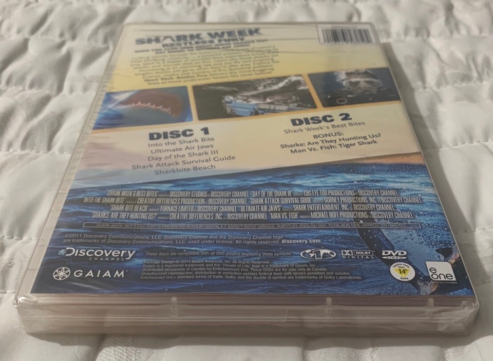 Shark Week Restless Fury DVD Discovery Channel Wildlife 2 Discs Sealed ...