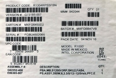 Intel R1304RPSSFBN 1U Rack 350 W LGA1150 Server System NEW OPEN BOX | eBay