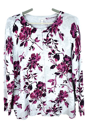 CROFT & BARROW Women's Cotton Sweater Cardigan Floral Multicolor Size ...