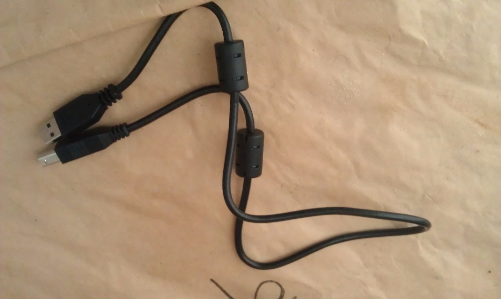 USB A-B PRINTER CABLE 24 INCHES ~ 2 FEET BLACK W/FERRITE BEADS 2 FOOT ...