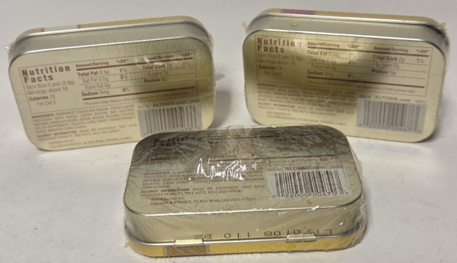 3 Sealed collectors Tins ALTOIDS Cinnamon, Ginger, Dark Chocolate ...