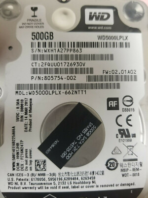 WD WD5000LPLX-66ZNTT1 500GB 2.5" HD DCM: HHNTJHB WD5000LPLX 805754-002 ...