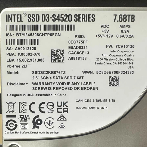Intel S4520 7.68T SSD SATA D3-S4520 2.5" Solid State Drives NEW | eBay