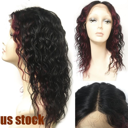 18in Wine Red Body Wave Brazilian Human Hair Full Wig Front Wig Pre ...