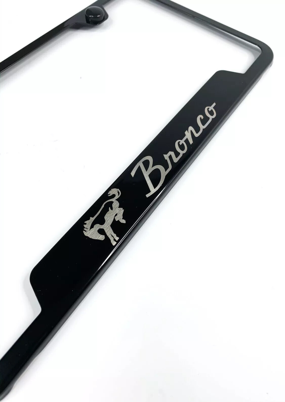 Ford Bronco Stainless Steel License Plate Frame - Black w/ Laser Etched ...