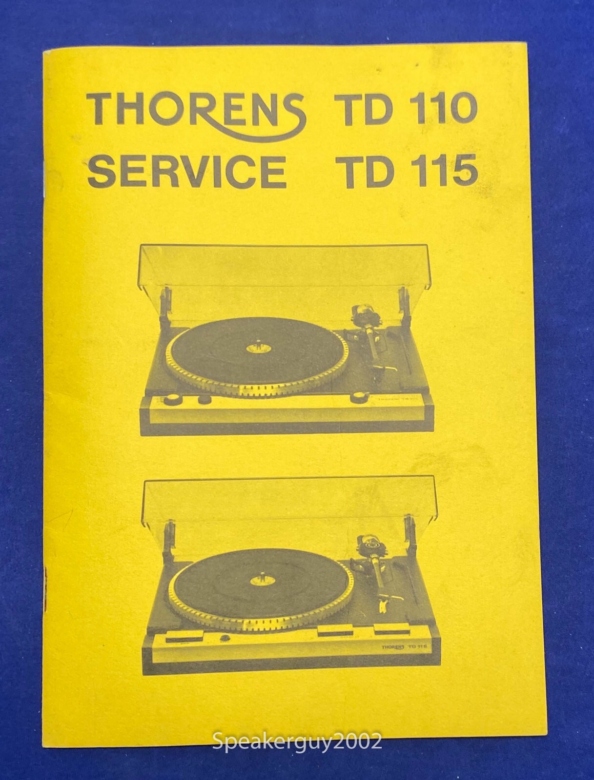 Original Thorens TD110 TD115 Turntable - Record Player Service Manual ...