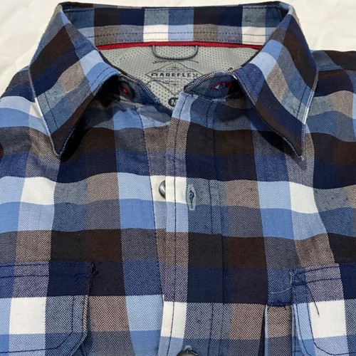 NWT Flag & Anthem Mens Blue Plaid Shirt Comfort Stretch Gorpore Size M ...