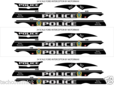 1:24 DECALS WINNIPEG POLICE MOTORMAX 2013 FORD INTERCEPTOR SEDAN **NEW ...