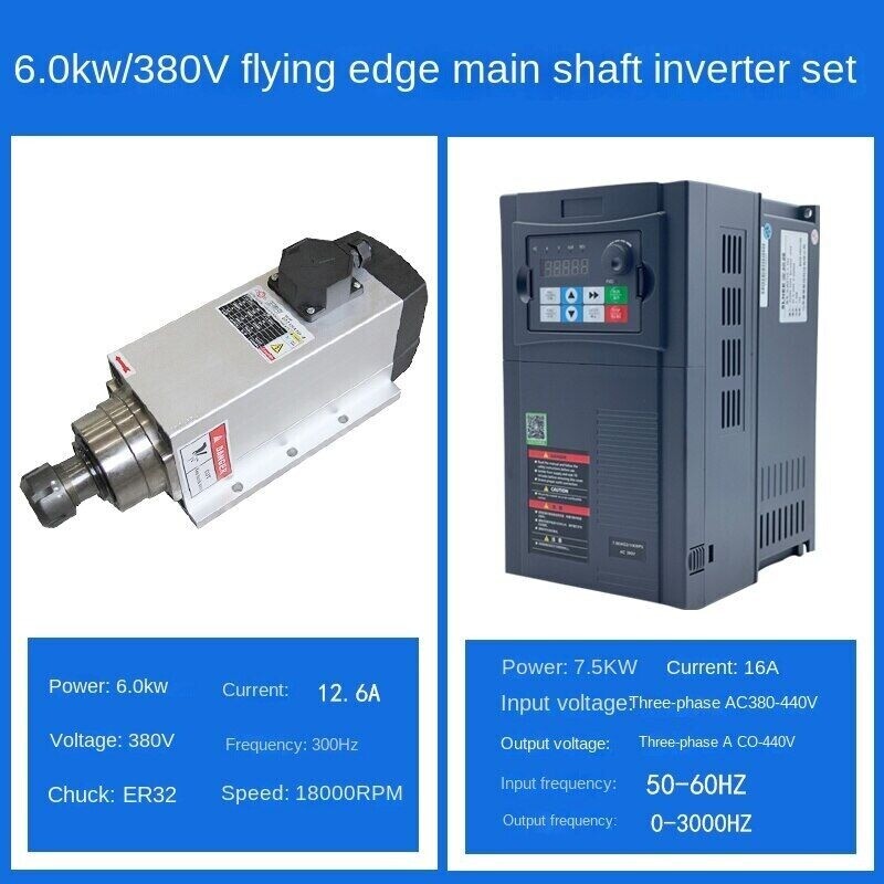 6KW/7.5KW air-cooled spindle motor + inverter package set 18000rpm ...