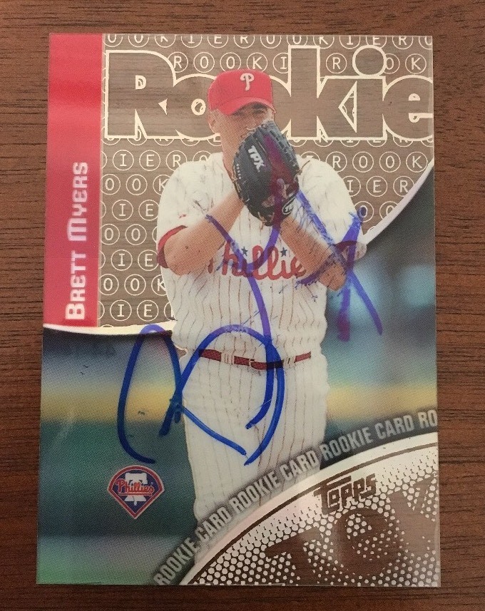 BRETT MYERS 2000 TOPPS ROOKIE AUTOGRAPHED SIGNED AUTO BASEBALL 44-14 ...
