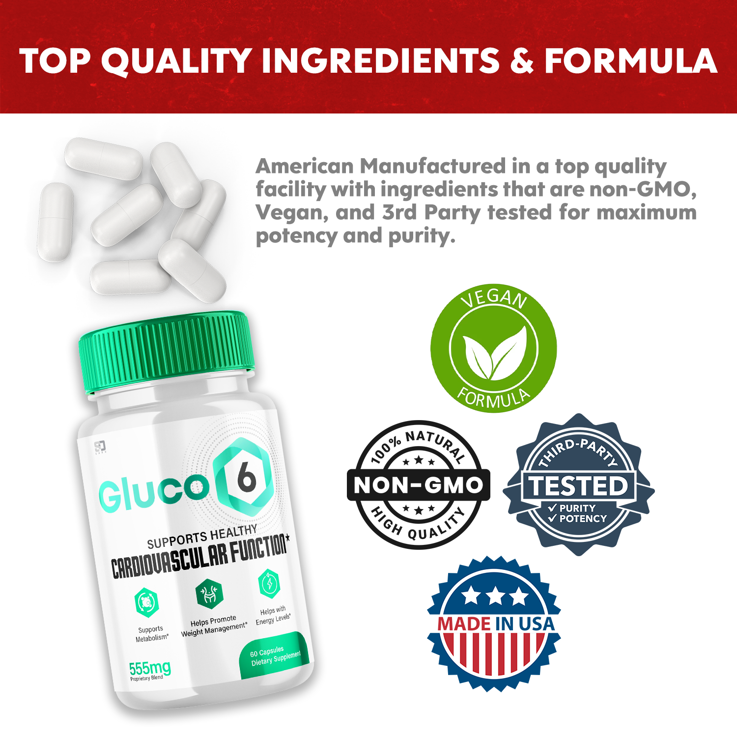 (5 Pack) Gluco6 Blood Pills, Gluco6 Supplement Blood Sugar Health (300 ...