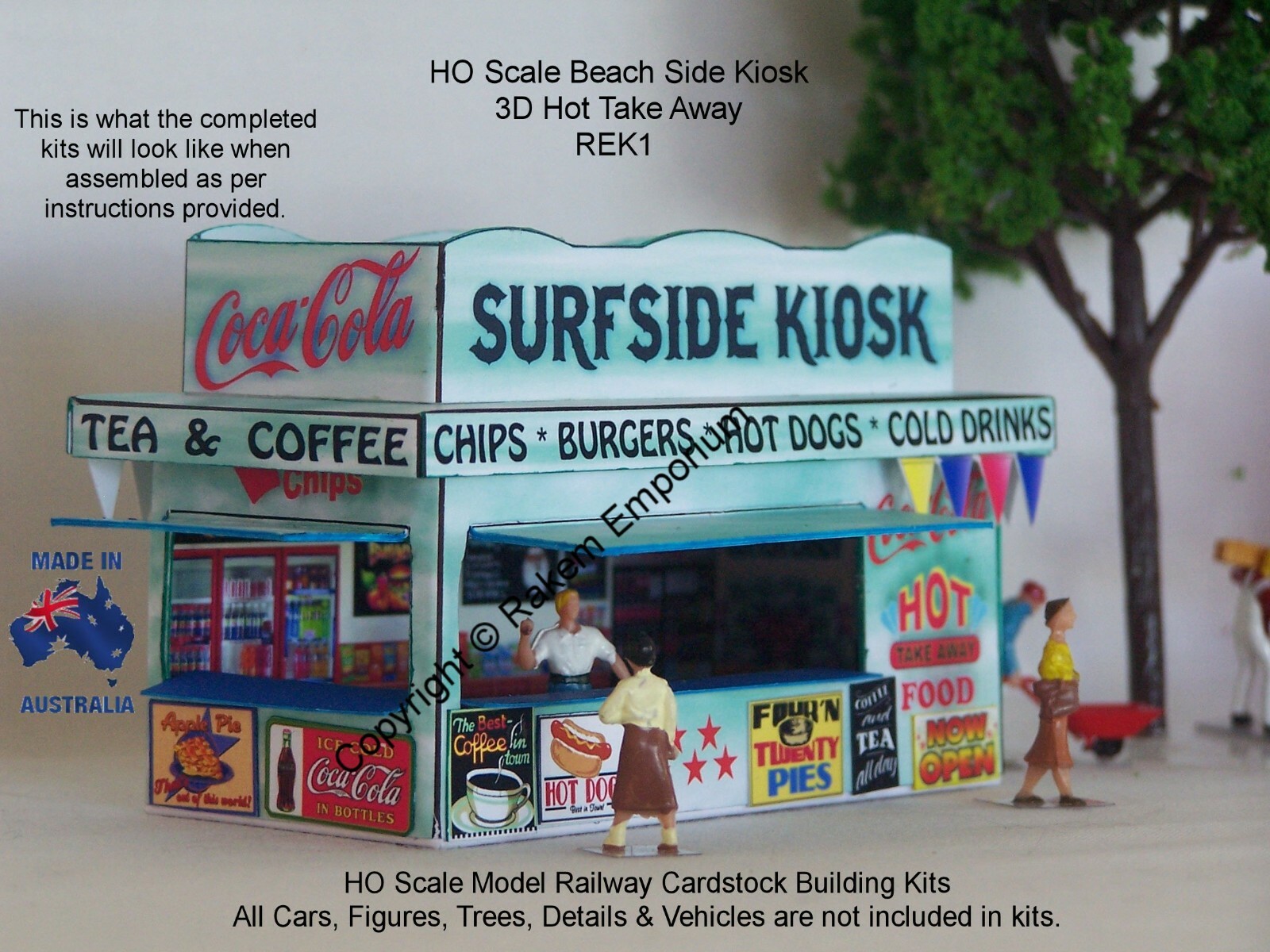 Kiosks Ice Cream & Hot Take Away 2 x 3D Model Railway Building Kit HO ...