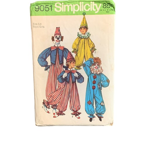 Vintage Simplicity 9051 Clown Costume Pattern Boys/Girls Size 6-8 ...