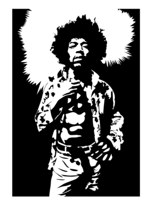 Jimi Hendrix Stencil Printable Jimi Hendrix Stencil In 4 Layers.