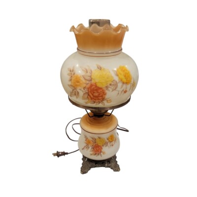 Vintage Hurricane Parlor Lamp Multicolored Handpainted | eBay