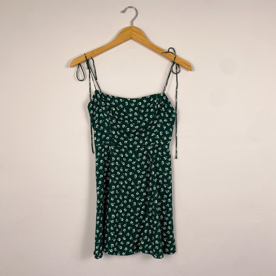 Reformation Sarah Mini Dress in Chive Green Floral Print 0 | eBay