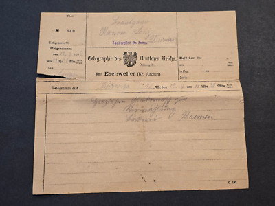 Post WW1 WWI Imperial German TELEGRAM w stamp telegraphie Deutschen ...