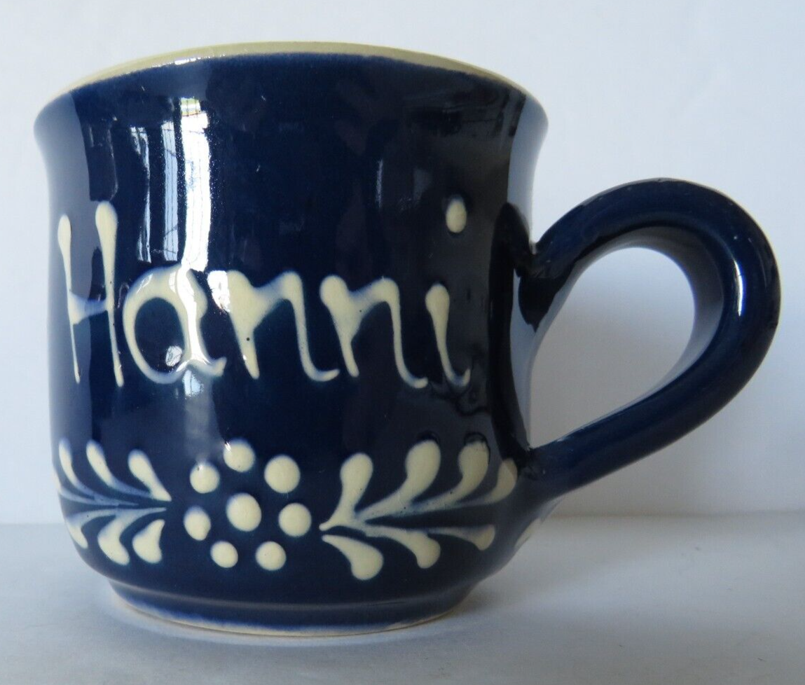 Coffee Mug Cup Hand Painted Vintage "Hanni" Blue Flower Design Small 6 ...