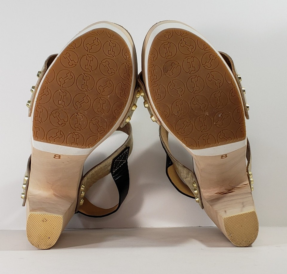 FLOGG Platform Sandals Clogs Heels, Size 8, Light Gold Leather *NICE ...