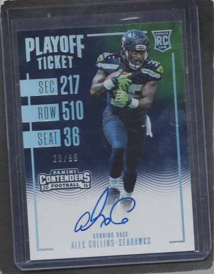 ALEX COLLINS 2016 PANINI CONTENDERS PLAYOFF TICKET ON CARD AUTO RC #D ...