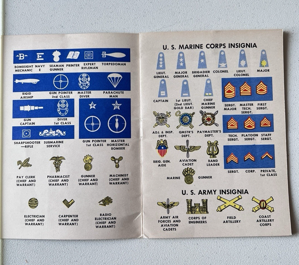 1943 WWII Pocket Reference Guide Army Navy Marine Corps Insignia | eBay