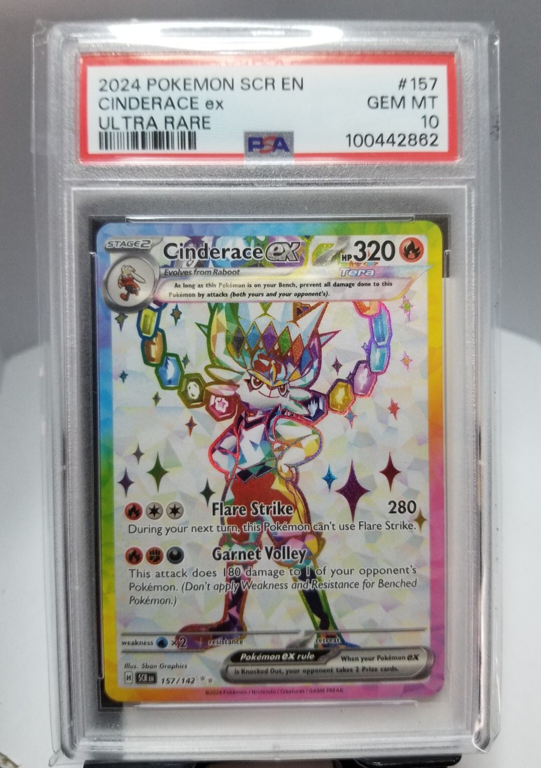 Cinderace ex 2024 Scarlet & Violet: Stellar Crown #157/142 Ultra Rare ...