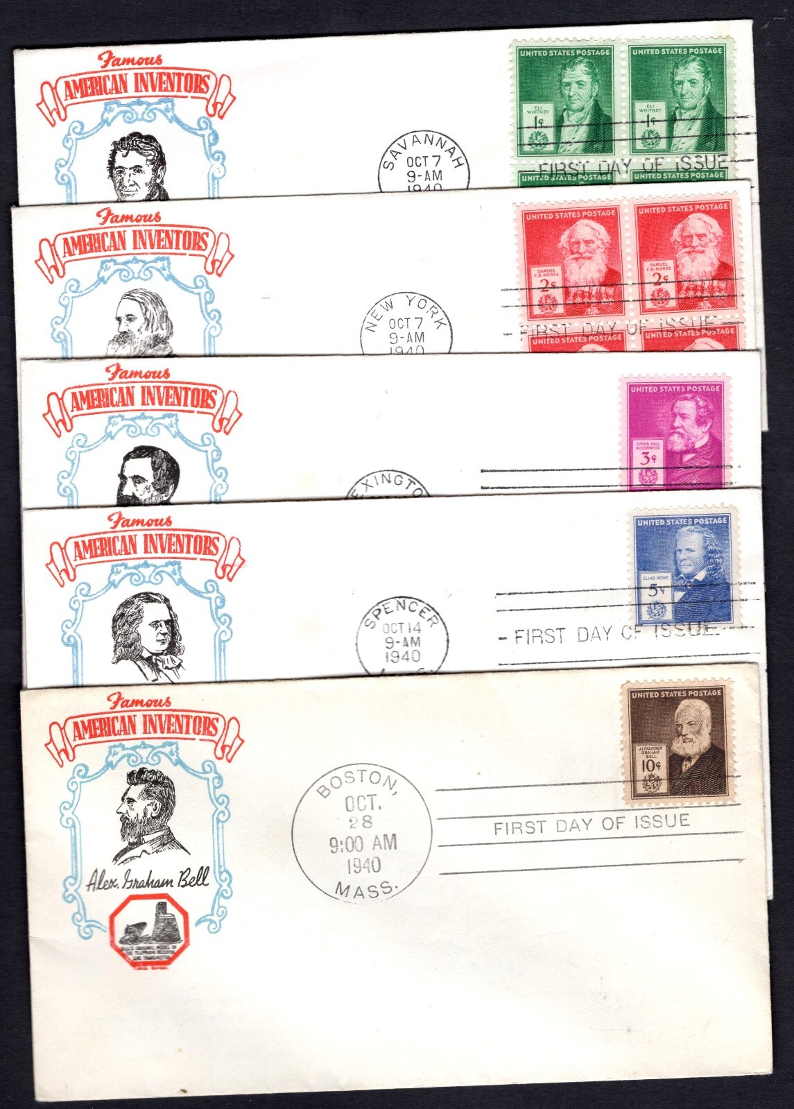 U.S.SC.#859-893 1940 FAMOUS AMERICANS-SET OF (35) GUNDEL FIRST DAY ...