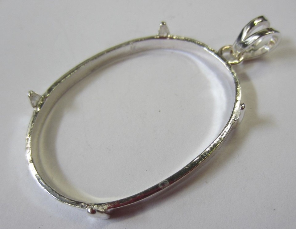 1pc 30x40mm Solid Sterling Silver Prenotched Cabochon Shell Pendant ...