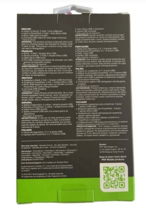 PNY Power Pack Bank Ultra Thin Slim 2500 Rechargeable Portable Charger ...