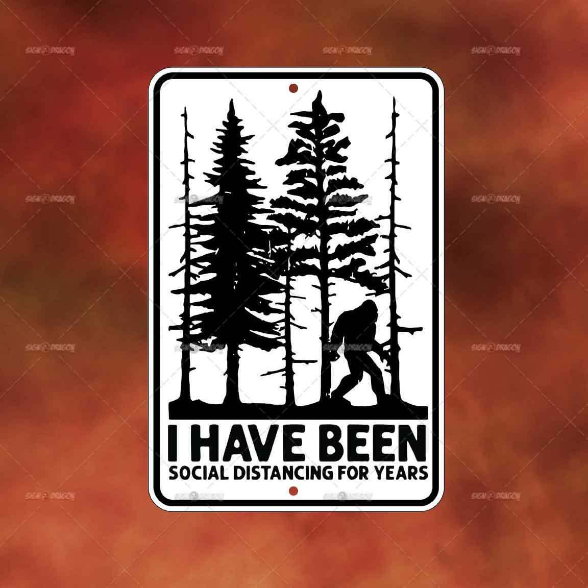 SOCIAL DISTANCING BIGFOOT Metal Sign Home room wall art gift outdoor ...