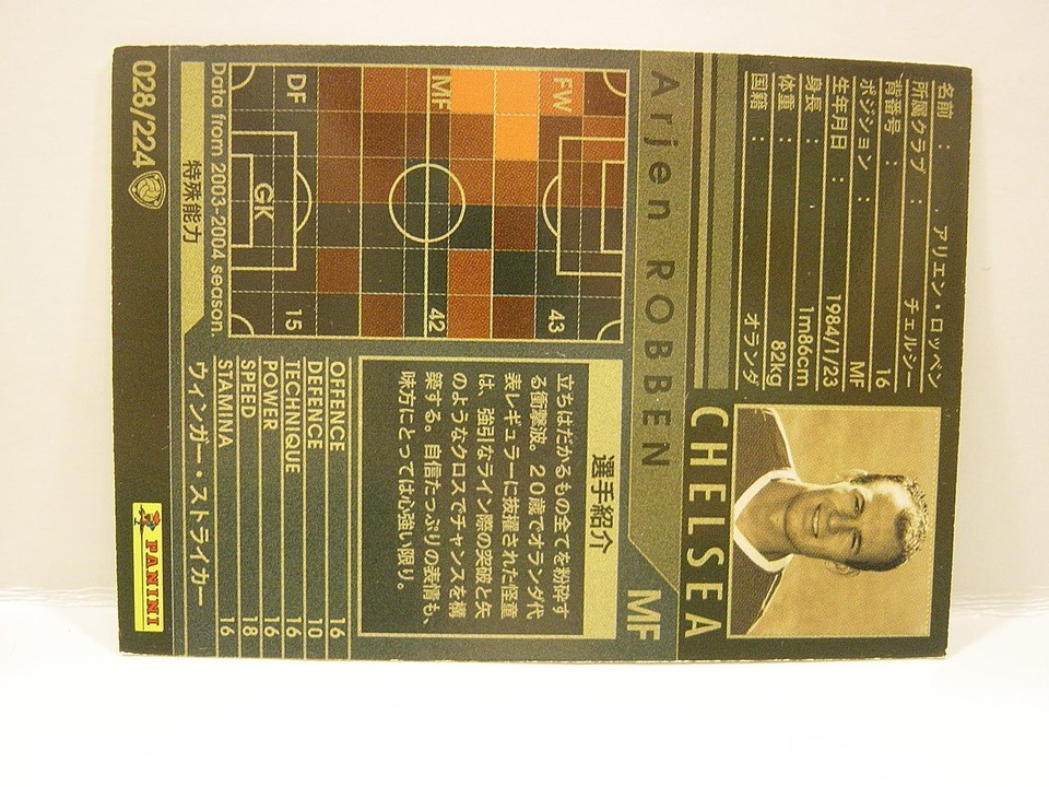 Panini WCCF 2004-05 Arjen Robben 1984 Holland No.16 Chelsea Premier ...