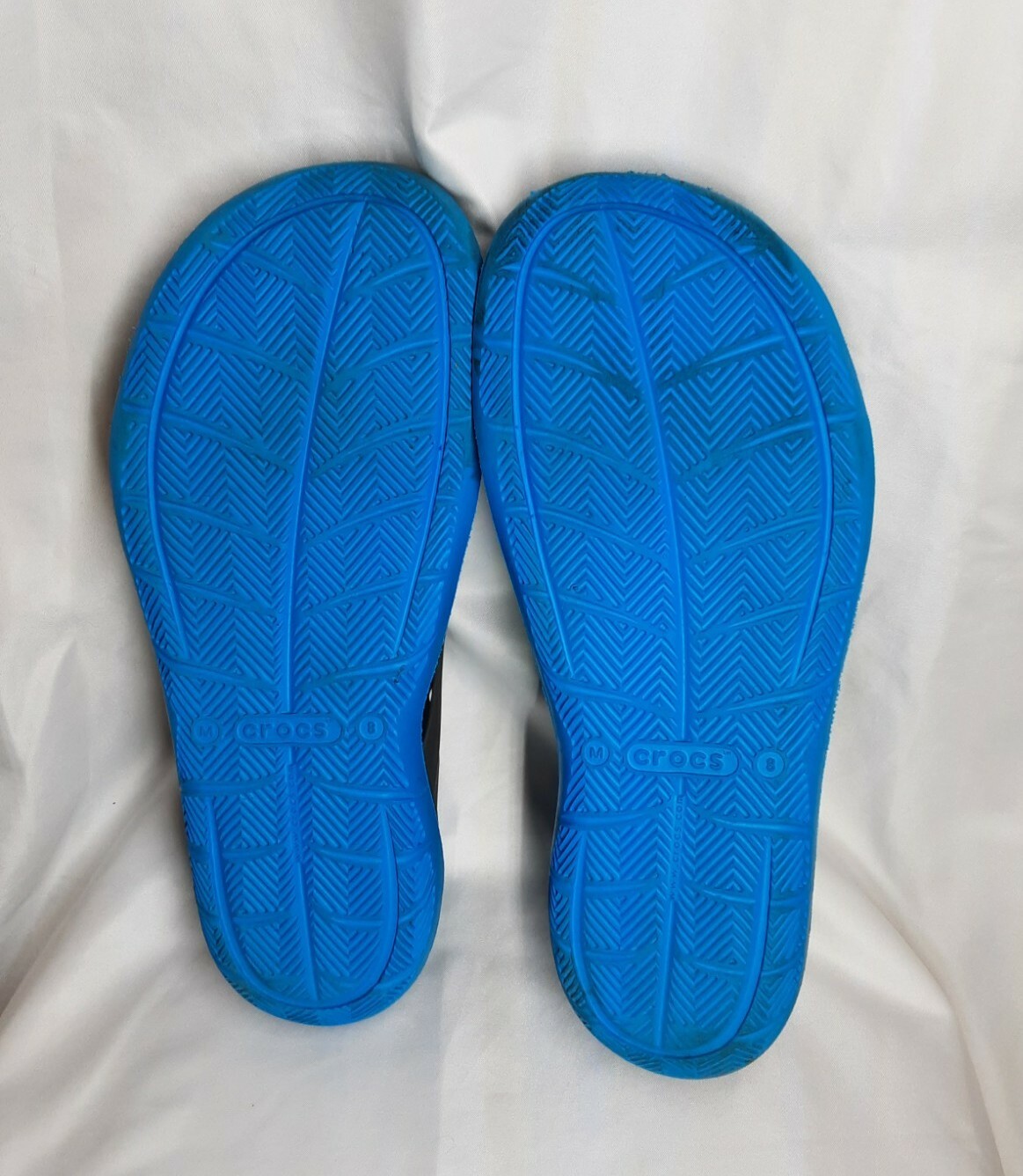 Crocs Iconic Perforated Shoes Grey / Blue Men's Size 8 - Gem