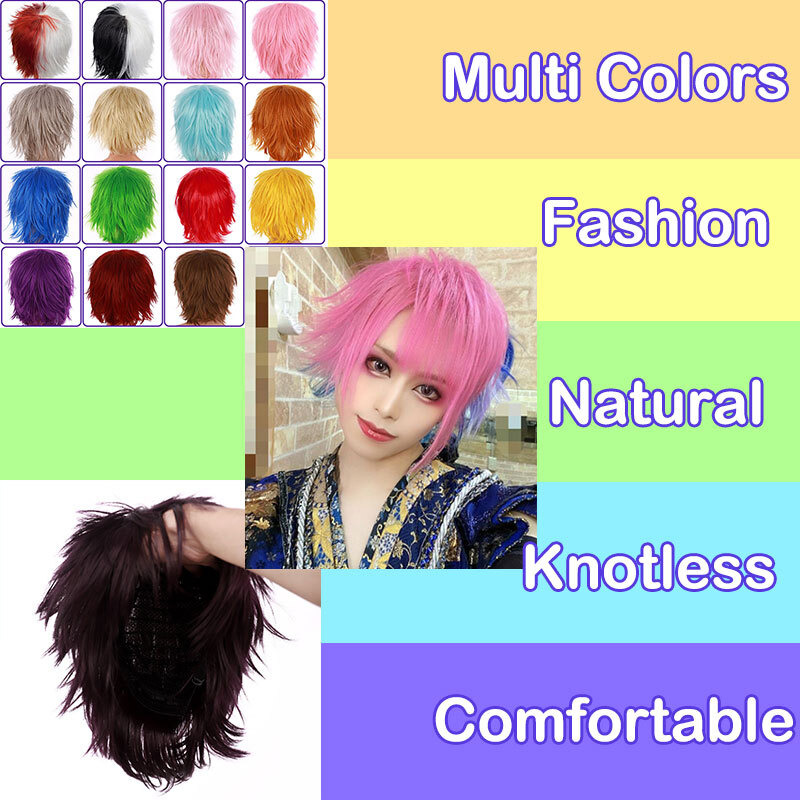 Unisex Mens Boys Anime Short Wig Cosplay Party Straight Hair Costume ...