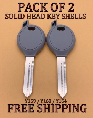 X2 SOLID HEAD TRANSPONDER KEY SHELL CASE BLANK WITH CHIP SLOT FOR Y159 ...