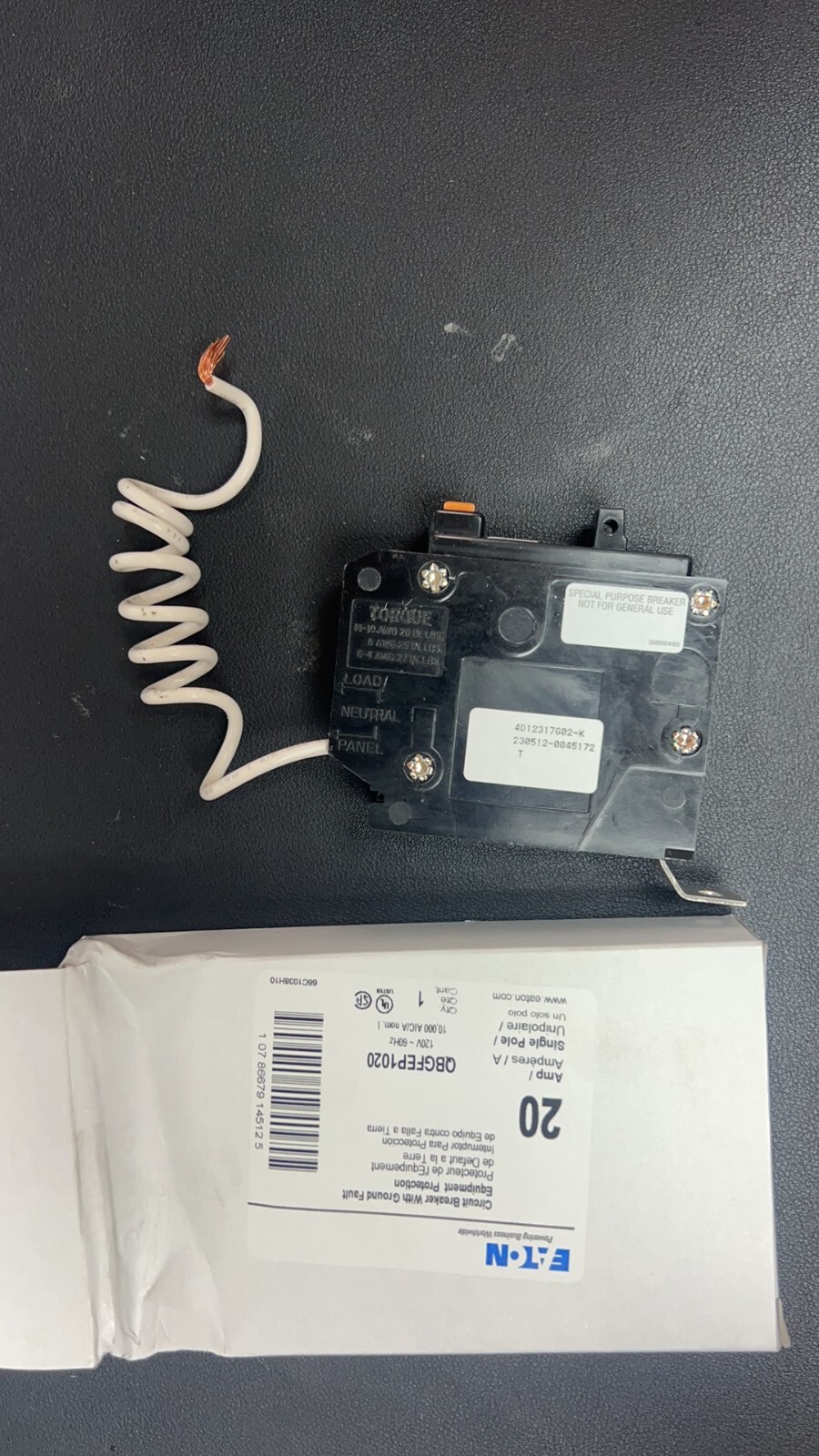 Eaton QBGFEP1020 Ground Fault Circuit Breaker - Black for sale online ...