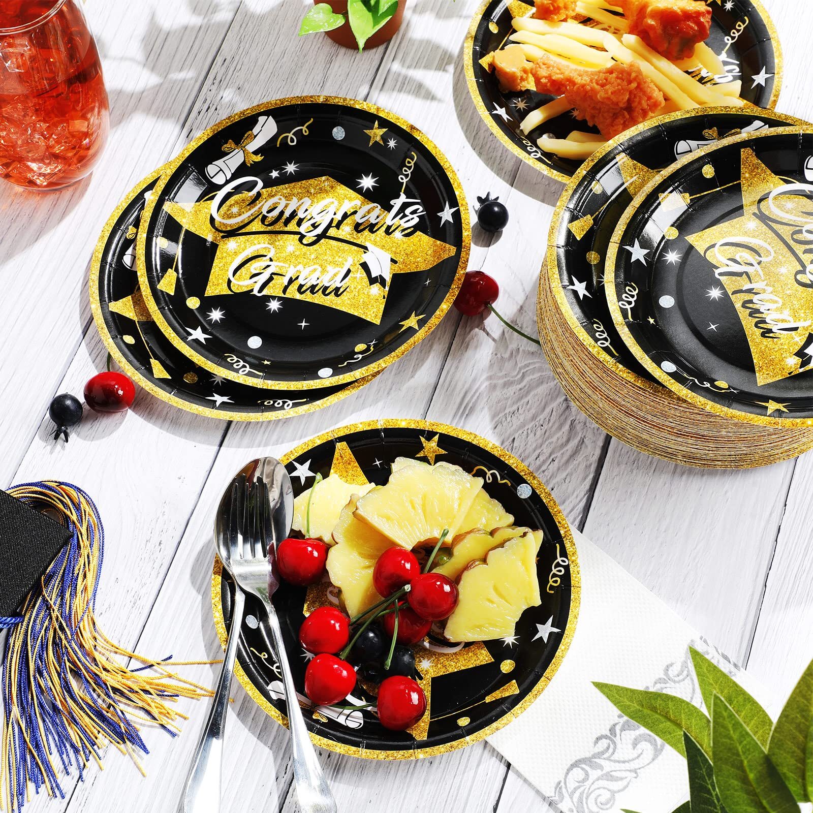 Sabary 100 Pcs Graduation Paper Plates 7 Inch Graduation Party Supplies ...