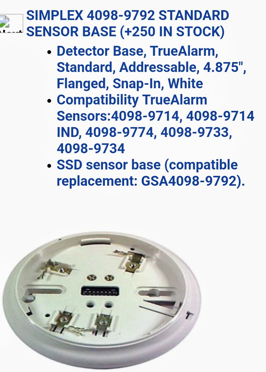 Simplex 4098-9792 Smoke Sensor Base - White | eBay