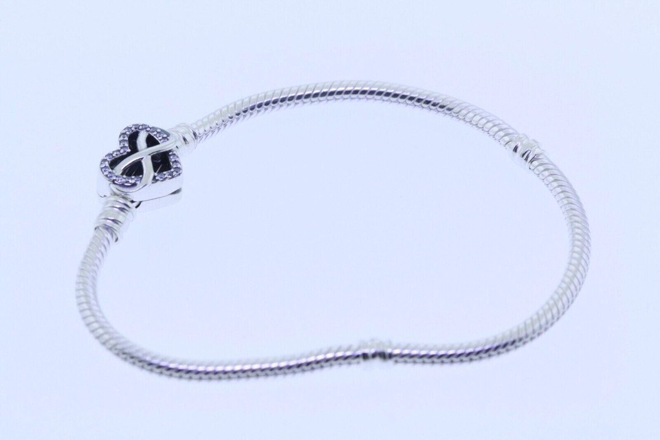 New Pandora 925 Moments Sparkling Infinity Heart Clasp Snake Bracelet ...