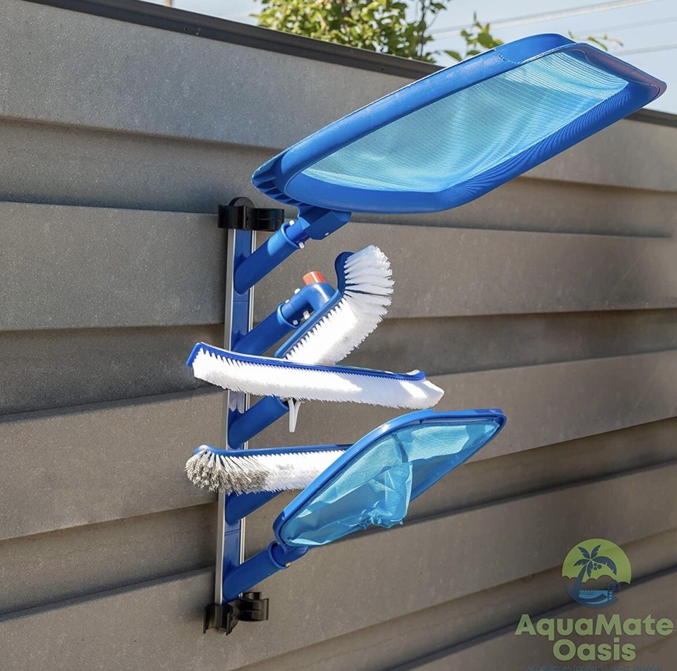AquaMate Oasis Pool Accessory Organizer, Pole Hangers, Vacuum Hose ...