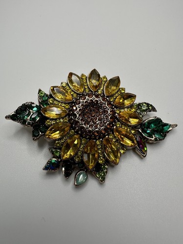 Unique Sunflower Pin Brooch Yellow Rhinestone 8cm | eBay