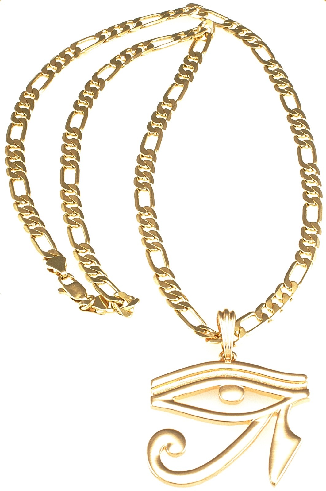 Eye Of Ra Necklace New Pendant 24 Inch Figaro Style Chain Egyptian Luck ...