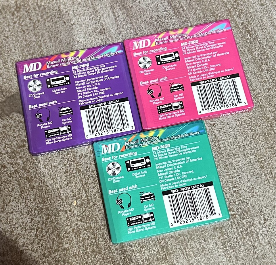 LOT of 3 Maxell Recordable MD 74 Min Minidiscs SEALED! | eBay