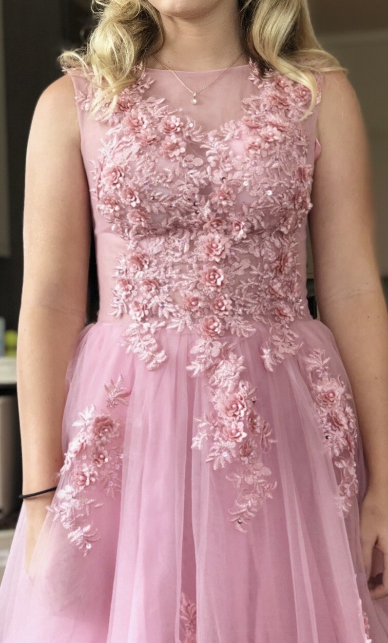 pretty baby pink prom dress with lace detail - US Size 2/4 | eBay