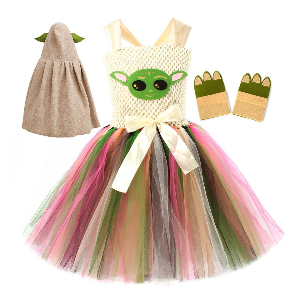 Cosplay The Mandalorian Baby Yoda Kids Princess Skirts Robe Queen Girls ...