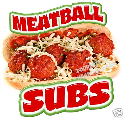 Meatball Subs Sandwich Decal 14" Concession Food Truck Vinyl Menu Sign ...