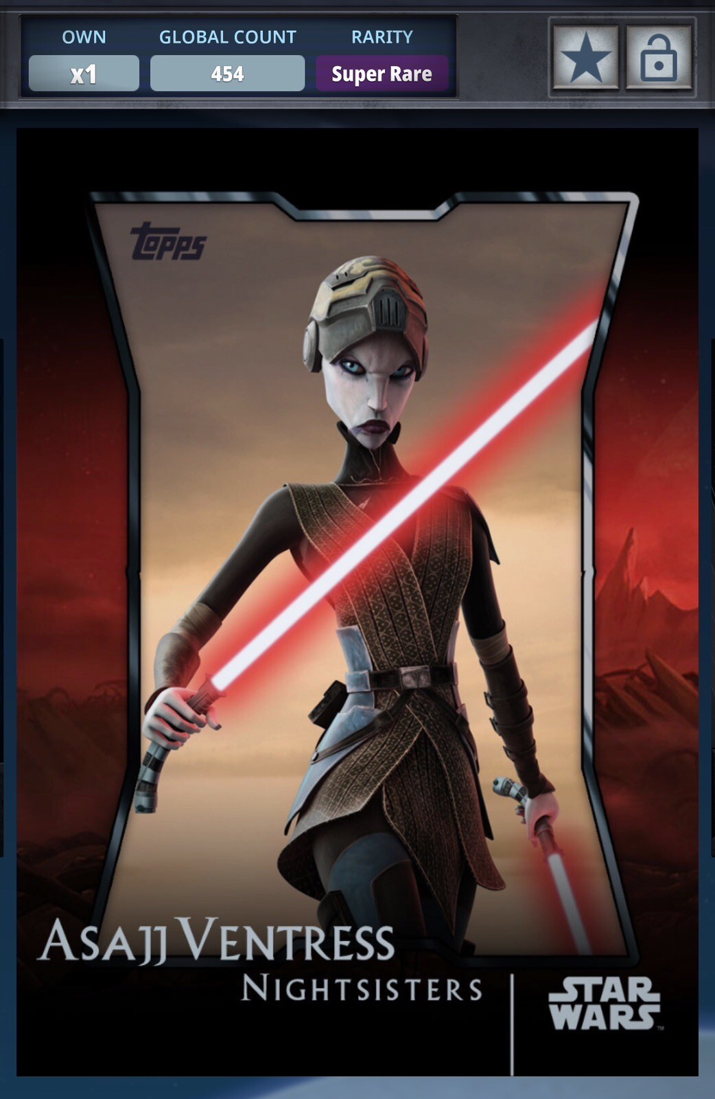 Nightbrothers Series 1 award Asajj Ventress Star Wars Card Trader | eBay