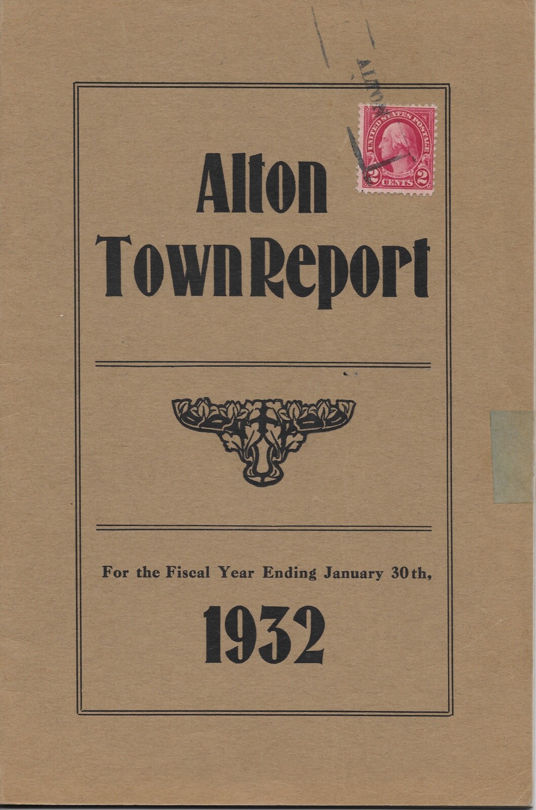 1932 Town Report of Alton, NH (2c Stamp Tied to Report -- Local Use) | eBay