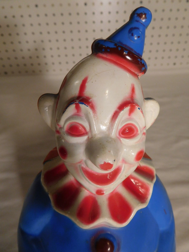 Fantastic Vintage Red Eyed Scary Wobble Clown marked JB ~ Bell & Weight ...