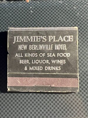 VINTAGE MATCHBOOK - JIMMIE'S PLACE - NEW BERLINVILLE HOTEL- UNSTRUCK ...